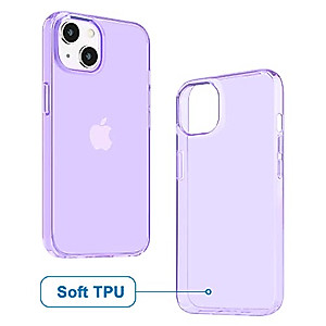 JJGoo Compatible with iPhone 13 Mini Case, Soft Transparent Shockproof Protective Slim Thin Bumper Phone Cover for iPhone 13 Mini - 5.4 inch, Translucent Purple