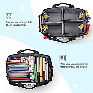 FINPAC Large Craft Storage Tote Bag with Multiple Pockets, Scrapbooking Carrying Case Storage Caddy with Handle for Sewing, Art, Desktop, Baby Care Supplies (Rose Garden)