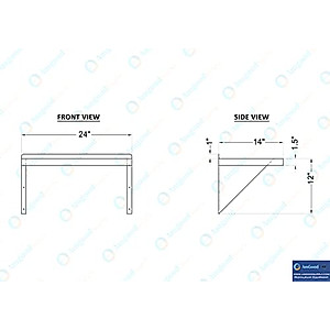 AmGood Stainless Steel Wall Shelf | Square Edge | Heavy Duty | Commercial Grade | Wall Mount | NSF Certified (14" Width x 24" Length)