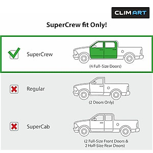 CLIM ART in-Channel Incredibly Durable Rain Guards for Ford F150 2009-2014 SuperCrew, Original Window Deflectors, Vent Deflector, Vent Window Visors, Dark Smoke Truck Accessories, 4 pcs. - 609010