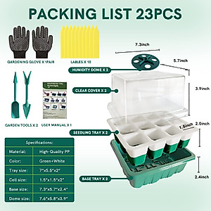 Techsliker Seed Starting Kit - 24 Cells Seed Starter Tray Indoor Greenhouse, Seedling Starter Kits Trays with Humidity Dome, Microgreens Growing Trays for Plant