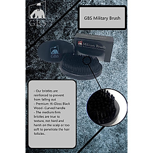 G.B.S Military Style Dual Bristle Beard and Hair Brush - Hi-Gloss Wood, Animal-free Vegan Bristles, Over 2,000 Firm Bristles for Daily Grooming (BLACK)
