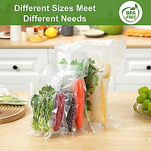 Moretoes 150pcs Vacuum Sealer Bags, Gallon 11" x 16" and Quart 8" x 12" and Pint 6" x 10" Food Saver Bags BPA Free, Pre-cut Commercial Grade Vac Bags for Food Storage, Meal Prep or Sous Vide