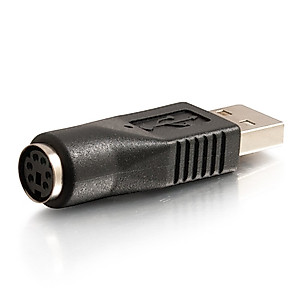 C2G Legrand USB to PS/2 Adapter, Male to Female USB to Playstation 2 Adapter to Use as USB Mouse to PS/2 Adapter, Black USB to PS/2 Keyboard Adapter, 1 Count, C2G 27277