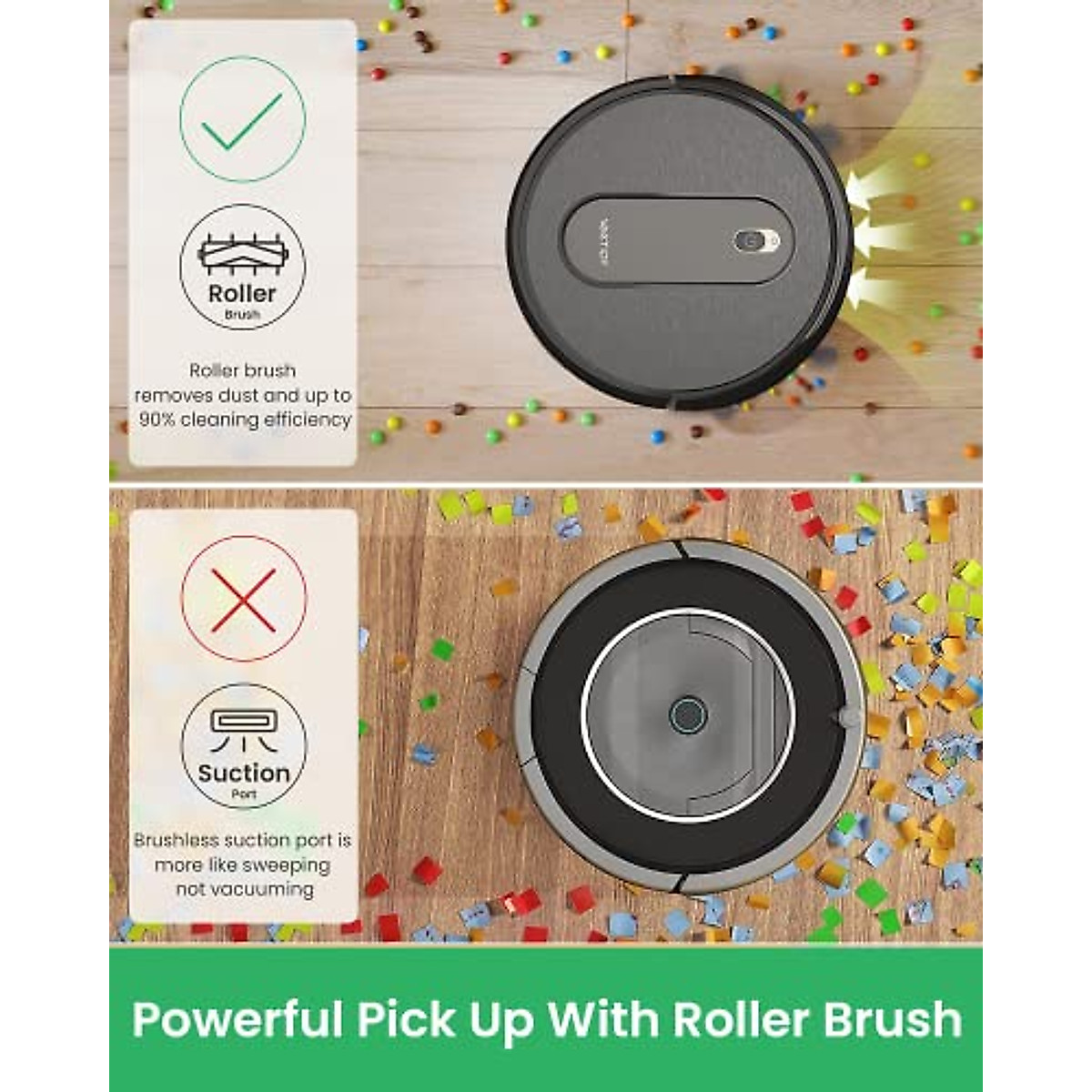 Vactidy Nimble Robot Vacuum Cleaner, 2000Pa Strong Suction Robotic Vacuums, Super Slim, Quiet, Schedule Setting, Self-Charging, App/WiFi/Alexa/Siri Control, Ideal for Hard Floor, Carpet, Pet Hair