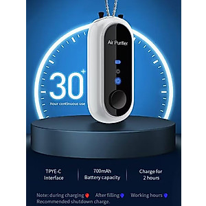 Portable Air Purifier Necklace,Personal Small Air Purifiers,100% No Static Electricity,Rechargeable Ionizer,for Bedroom,Car and Airplane,Black