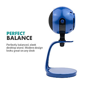 Movo WebMic USB Microphone with Desktop Stand, Royal Blue, Cardioid Condenser, for PC and Mac, with Mic Gain and Headphone Monitoring