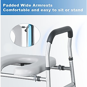 Deewow Raised Toilet Seat with Handles, Toilet Seat Riser for Seniors with Height and Width Adjustable, up to 400lbs, Commode Chair for Elderly, Pregnant and Handicap, Fit Any Toilet, FSA/HAS Eligible