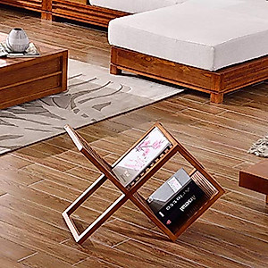 Storage Newspaper Baskets Furniture Wooden Newspaper Rack Study Room Living Room Magazine Rack Rack Study Room Shelves (Color : Brown, Size : 6735cm)