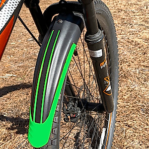 RNX Green Mountain Bike Mud Guard Front and Rear Fenders Set, Wide, Universal, Adjustable