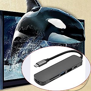 USB Adapter, USB C Hub 6 in 1 Type-C Adapter 4K x2K 3840 x 2160 Resolution USB 3.0 5Gbps USB 2.0 480Mbps Docking Station Adapter for Lenovo