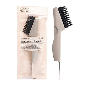 Kitsch Double Sided Hair Brush Cleaner Tool 2-in-1 Comb Cleaner | Eco-Friendly Hair Brush Rake | Double Edge Hair Remover Brush & Hairbrush Cleaner Solution for Hair Brush Maintenance, Gifts for Women