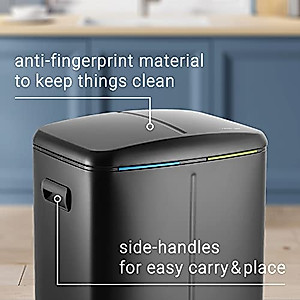 happimess HPM1005B Open Double Bucket Garbage Bin with Soft Close Step, Durable Steel Pedal for Home, Office, Kitchen Trash Can, 10.5 Gallon, Black