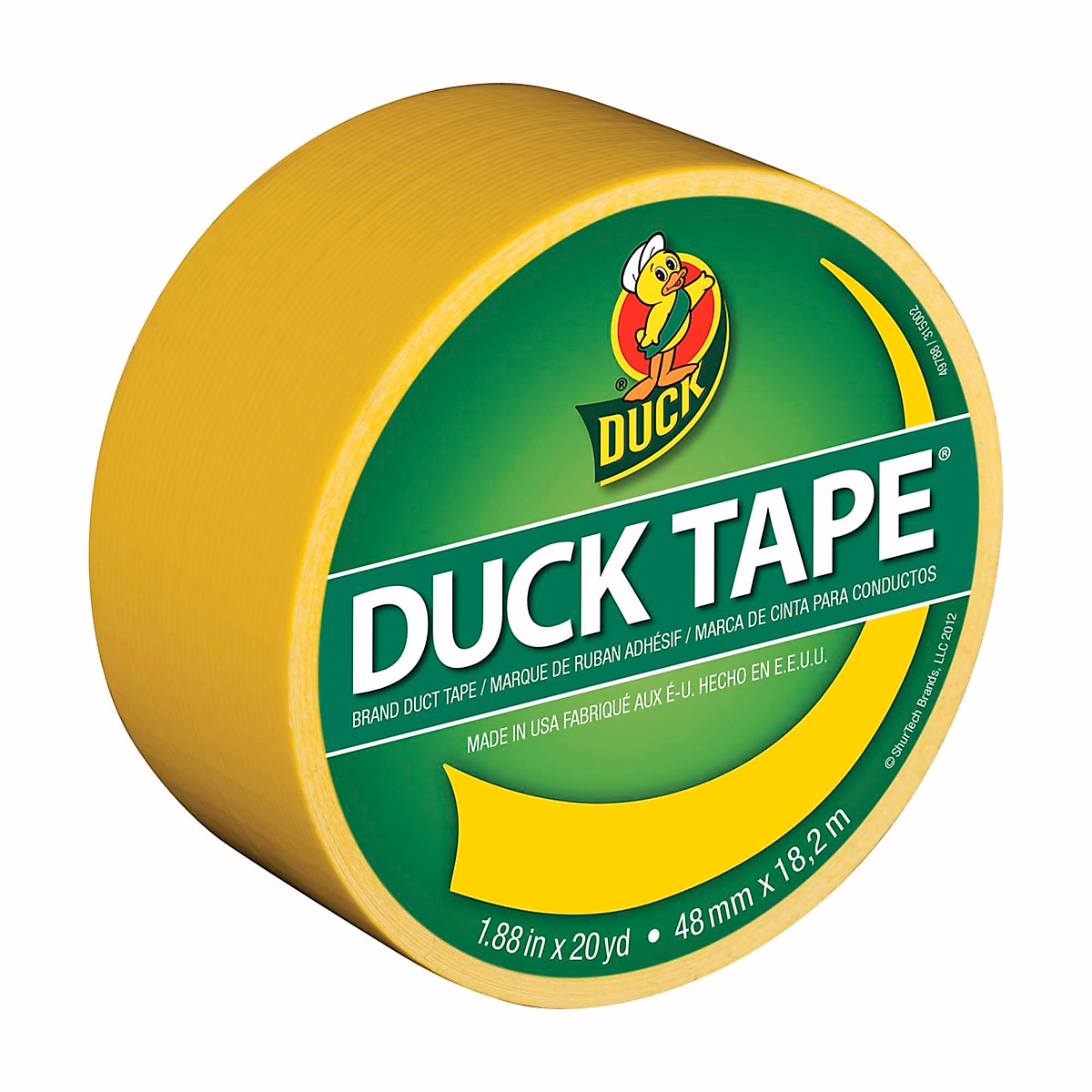 Duck Brand 1304966 Color Duct Tape, Yellow, 1.88 Inches x 20 Yards, 1 Roll