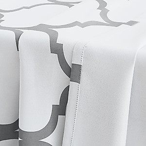 Melodieux Moroccan Fashion Thermal Insulated Room Darkening Blackout Grommet Curtains for Living Room, 42 by 84 Inch, Off White/Grey (2 Panels)