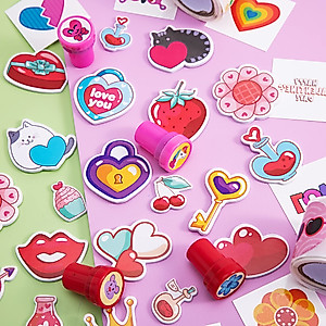 JOYIN 1000+ Valentine Day Hearts Arts and Crafts Party Favor Supplies Accessories (Stickers, Tattoos, Stampers) for Valentine’s School Classroom Rewards Prizes, Exchange Gifts