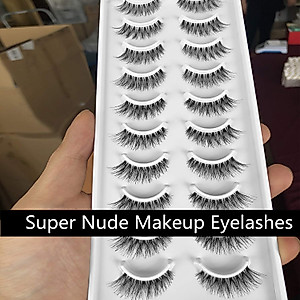 ALICROWN False Eyelashes Natural Lightweight Handmade Lashes-BLUE (10 Pairs)