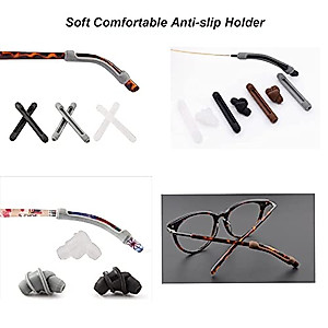 Soft Silicone Eyeglass Temple Tips Sleeve Retainer, 8 Pairs Eyeglass Ear Grip Eyeglass Anti-slip Eyeglass Strap Holder for Reading Glasses Sunglasses Eyeglasses