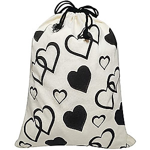 Tieumioe 4 Pieces Large Canvas Hearts Gift Bags with Drawstring 15.7x19.6IN, Cloth Reusable Storage Present Bag for Christmas Halloween Valentine Bridal Shower Birthday Wedding Mothers Day Anniversary