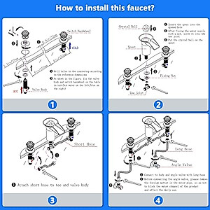 SKOWLL Waterfall Bathroom Faucet, Deck Mount 8 Inch Widespread Bath Sink Faucet 2 Crystal Handle Vanity Faucet with LED Light, Matte Black