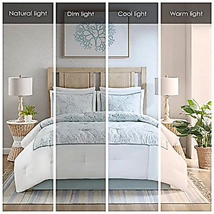 Harbor House Cotton Comforter Set - Coastal Oceanic Sealife Design, All Season Down Alternative Bedding with Matching Shams, Bedskirt, Maya Bay, Seafoam Blue King(108"x96") 4 Piece