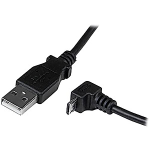 StarTech.com 2m Cord - A to Down Angle Micro B - Down Angled Micro USB Cable - 1x USB A (M), 1x USB Micro B (M) - Black (USBAUB2MD), 2m / 6 Feet