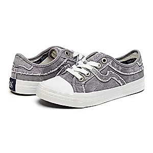 SALT&SEAS Women's Canvas Fashion Sneakers Low Top Lace Up Comfortable Casual Shoes Walking Flats Grey, 10