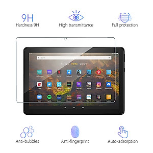Wigsii 【 2Pack 】 Tempered Glass for All-New Fire HD10 / Fire HD 10 Plus Tablet 10.1 inch (11th Generation, 2021 Release) Screen Protector 2Packs 9H Hardness HD Clear Scratch Resistant Bubble Free Anti-Fingerprints