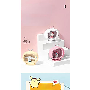 MFFaNa Cute 3D Cartoon Table Lamp TV Shape Eye-Caring Lamp Gentle Warm Light Energy-Saving Lamp Reading Light LED Night Light Home Decor Office, Pink Melody, 12.1*6.4*12.6cm
