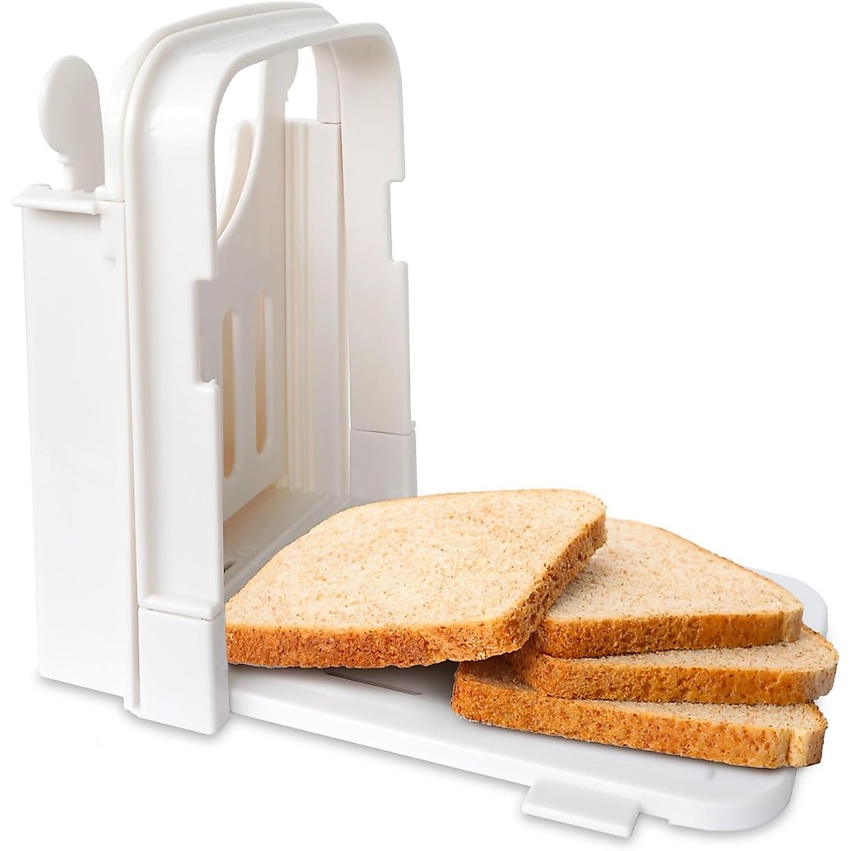 ZiChengXin Bread Slicer for Homemade Bread, Compact Bread Slicing Guide 3 Sizes Bread Loaf Slicer Thin Bread Cutter, Foldable Plastic Bread Slicer Machine, Manual Bread Slicer for Kitchen