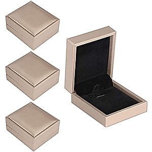 Sdoot Necklace Pendant Box, 4 Pack PU Leather Jewelry Box, Gold Gift Boxes, Earring Storage Case for Proposal, Engagement, Wedding