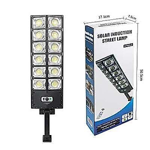 Solar Street Light Dusk to Dawn Outdoor Lighting 15000LM Flood Lights with Motion Sensor and Remote Control for Mounting Pole Bracket Garden, Court, Yard, Parking Lot, White (91350181MA359HEX1F)