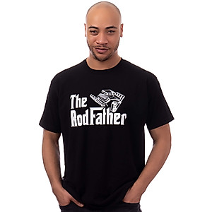 Ann Arbor T-shirt Co. The Rodfather | Funny Hotrod Garage Joke Truck Car Guy Mechanic Auto Racing Hot Rod T-Shirt for Men Dad Grandpa-(Adult, L) Black
