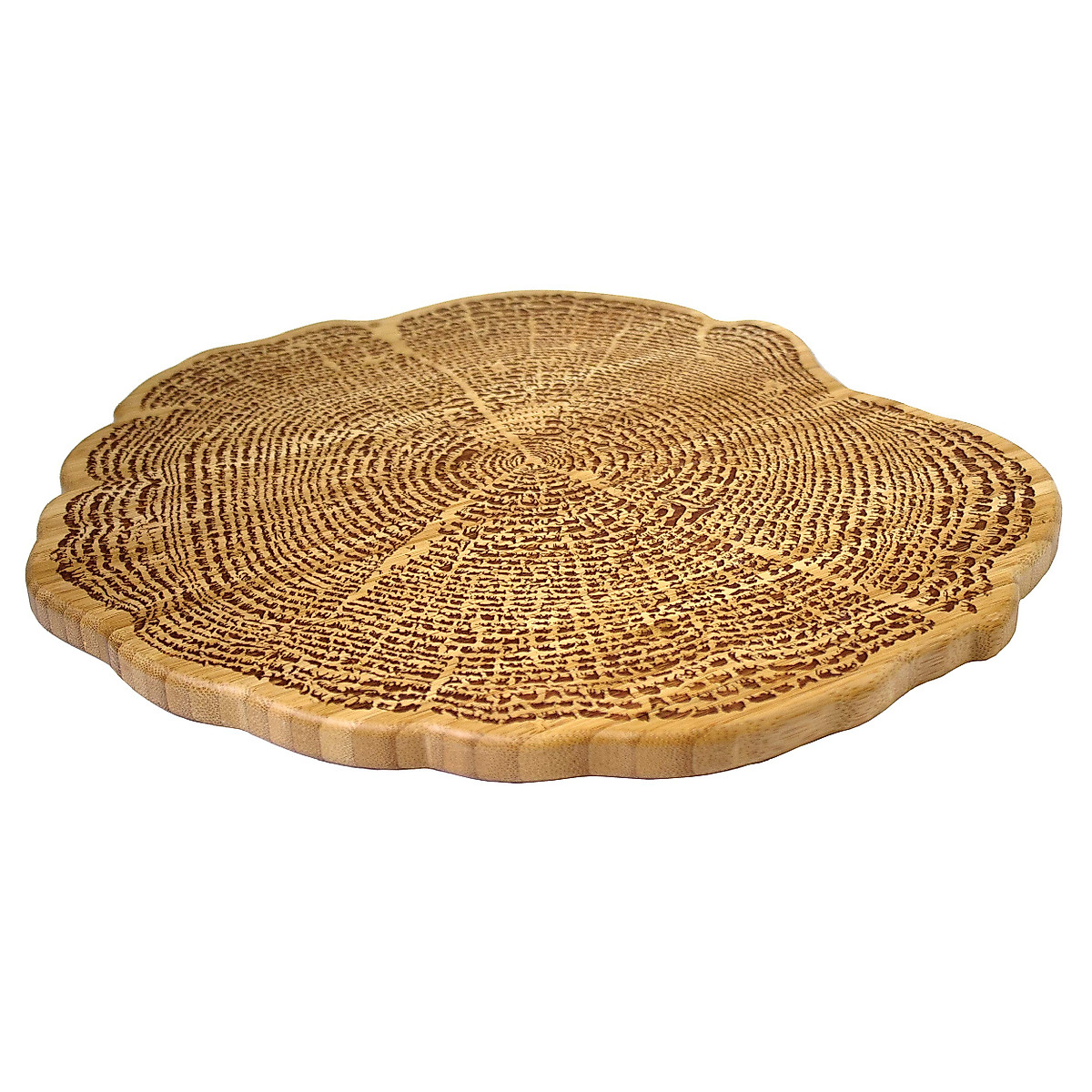 Totally Bamboo 13" Tree of Life Cutting and Serving, 100% Bamboo Laser Etched Art of Endangered and Exotic Animals, 5/8" Thick Board
