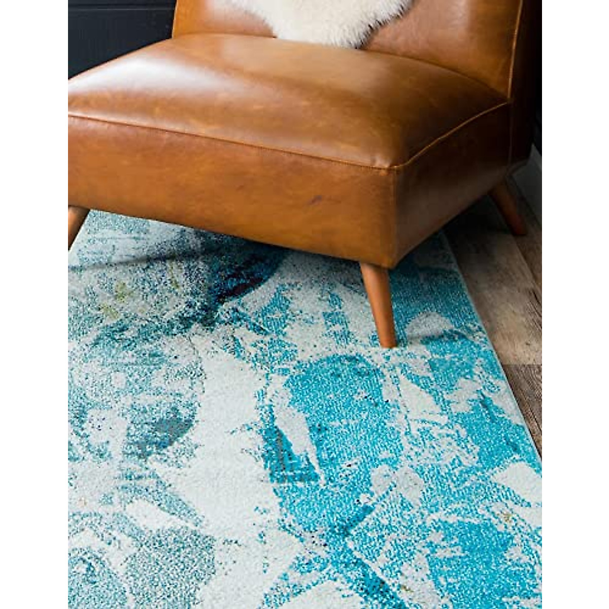 Rugs.com Amalfi Collection Rug – 4' x 6' Light Blue Medium Rug Perfect for Entryways, Kitchens, Breakfast Nooks, Accent Pieces