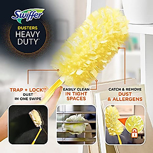 Swiffer Dusters Heavy Duty Extender Handle Starter Kit (1 Handle, 12 Dusters)