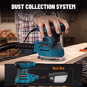 DOVAMAN ROS01A Orbital Sander, 3A Random Orbit Sander, 6 Variable Speeds, Up to 13000 rpm, 12pcs Sandpapers, 5in Sanding Pad, Dust Collection, Electric Sander Perfect for Woodworking