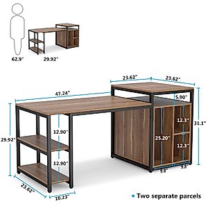 Tribesigns Extra Large 70 inches Computer Desk with Storage Shelf, Home Office Desk with Printer Stand & Cabinet Bookcase Combo, Writing PC Table with Space Saving Design,Dark Walnut