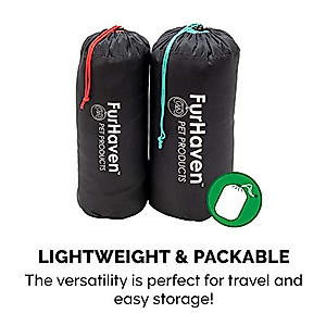 Furhaven Large Dog Bed Trail Pup Travel Pillow Mat w/ Stuff Sack, Washable - Aqua/Granite Gray, Large