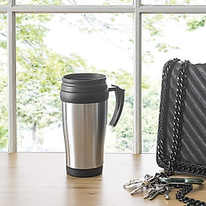 Home Basics VF00178 Stainless Steel Travel Coffee Mug, Silver