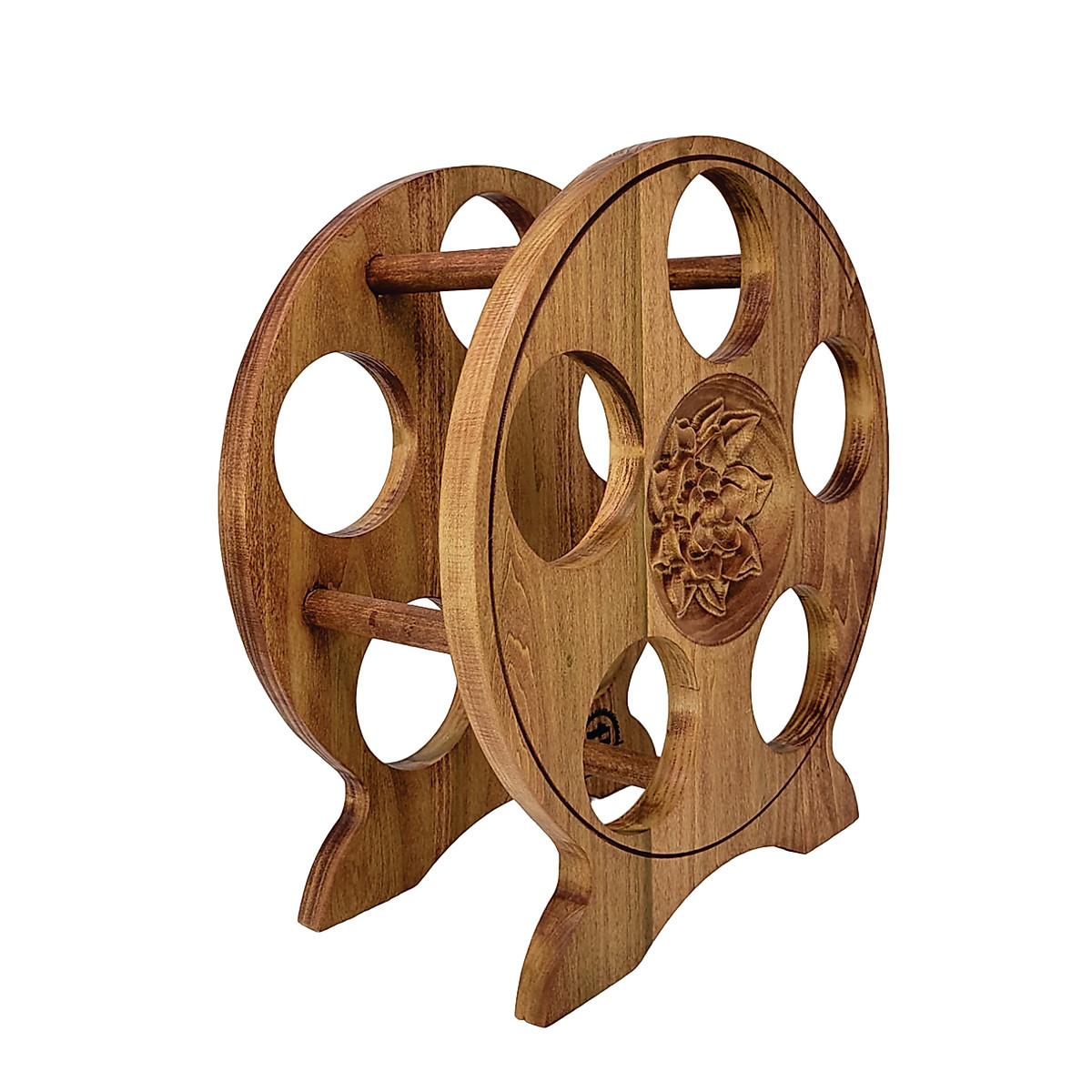 Apparatus Wood Design Wine Rack countertop Wooden 5 Bottle Holder Display Stand Shelf Storage Cabinet Home Decor Wine Gift no Need Assembly (Traditional Cherry)