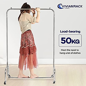 Vivianrack Clothes Garment Rack Heavy Duty Maximum Capacity 300 lb for Hanging Clothes Rack, Metal Clothing Garment Rack on Wheels with Brakes