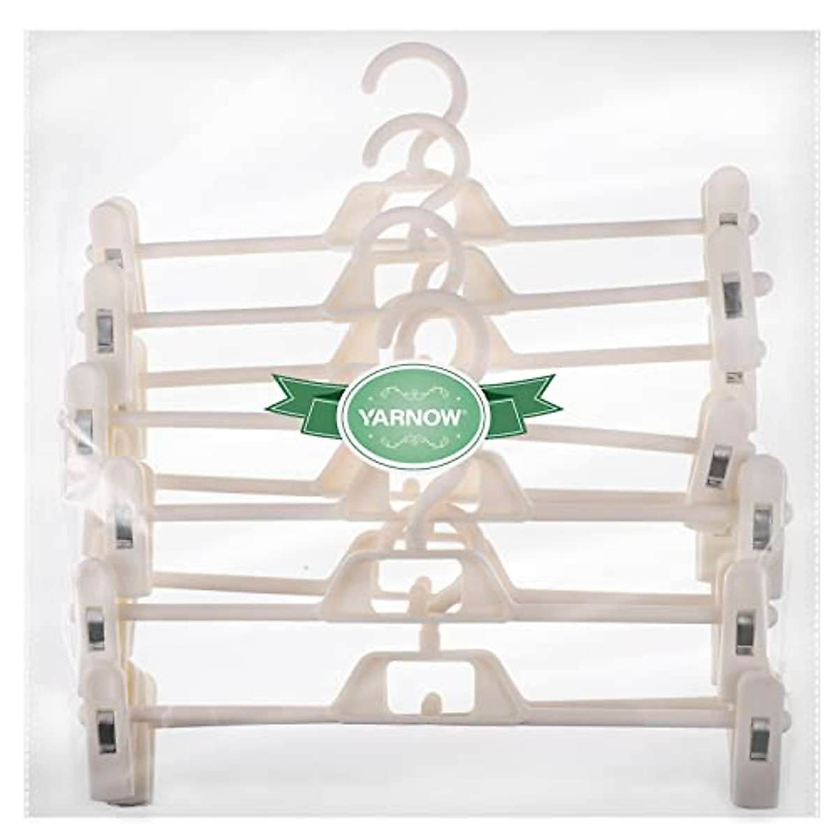 YARNOW Pants Hangers Plastic Trouser Clip Hangers, 10 Pack Adjustable Skirt Hangers with Clips, 360- Rotating Non- Slip Clip Hangers for Pant Skirt Jeans (13. 8 x 5. 7 Inch White) Clip Hangers