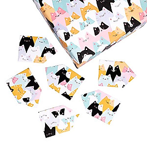 CENTRAL 23 Cats Wrapping Paper - 6 Sheets of Birthday Gift Wrap for Her - Kitten Kities - Fun Gift Wrap for Cat Owner - For Fur Mom - Pastel Colors - Recyclable