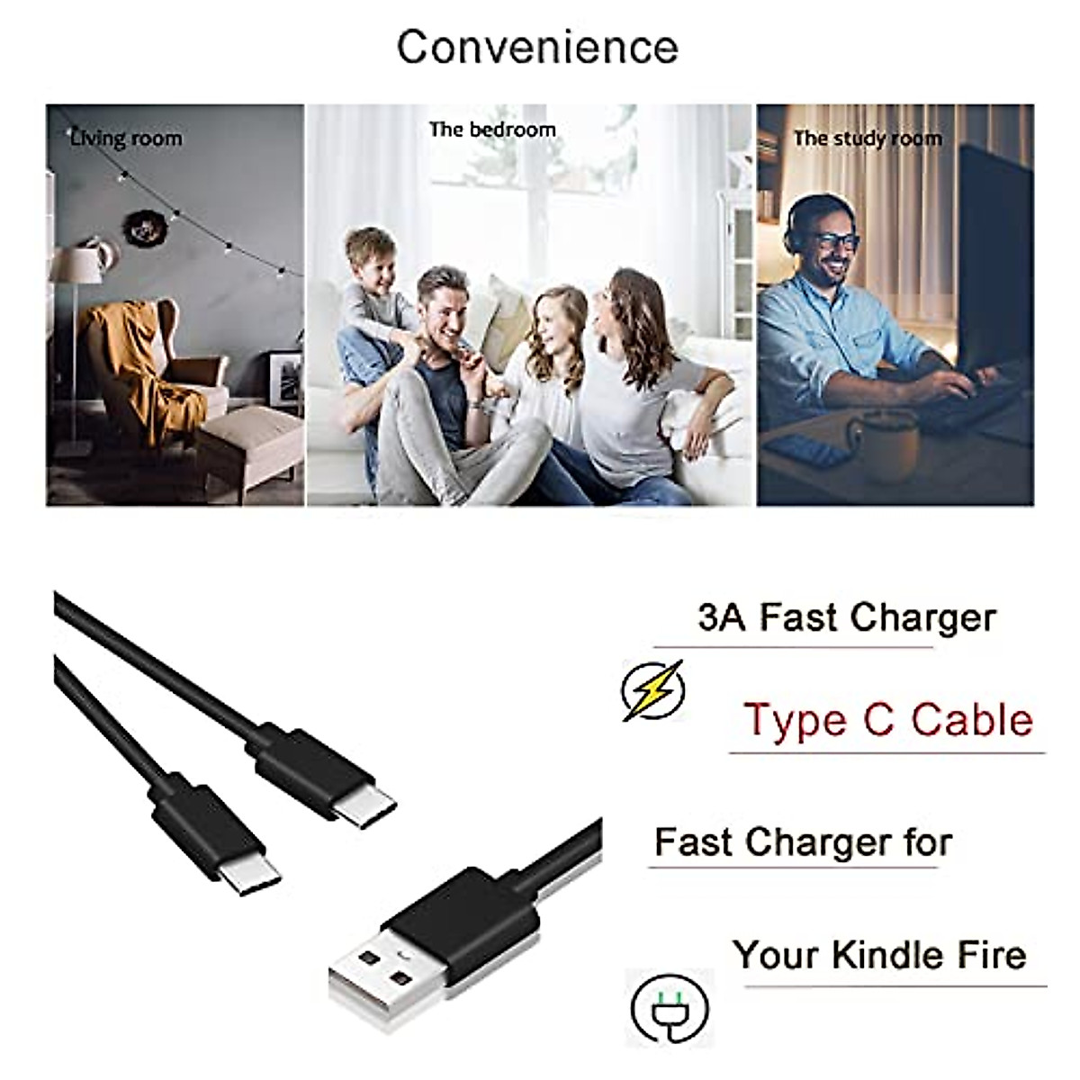 15W Fast Charger with 10Ft USB C Cable for Charging Amazon Fire Max 11 tablet-13th Generation 2023 Release, Fire HD10-11th Gen/9th Gen/Fire HD8-10th Gen/Fire HD7-12th Gen/Fire Plus/Fire Kids Pro