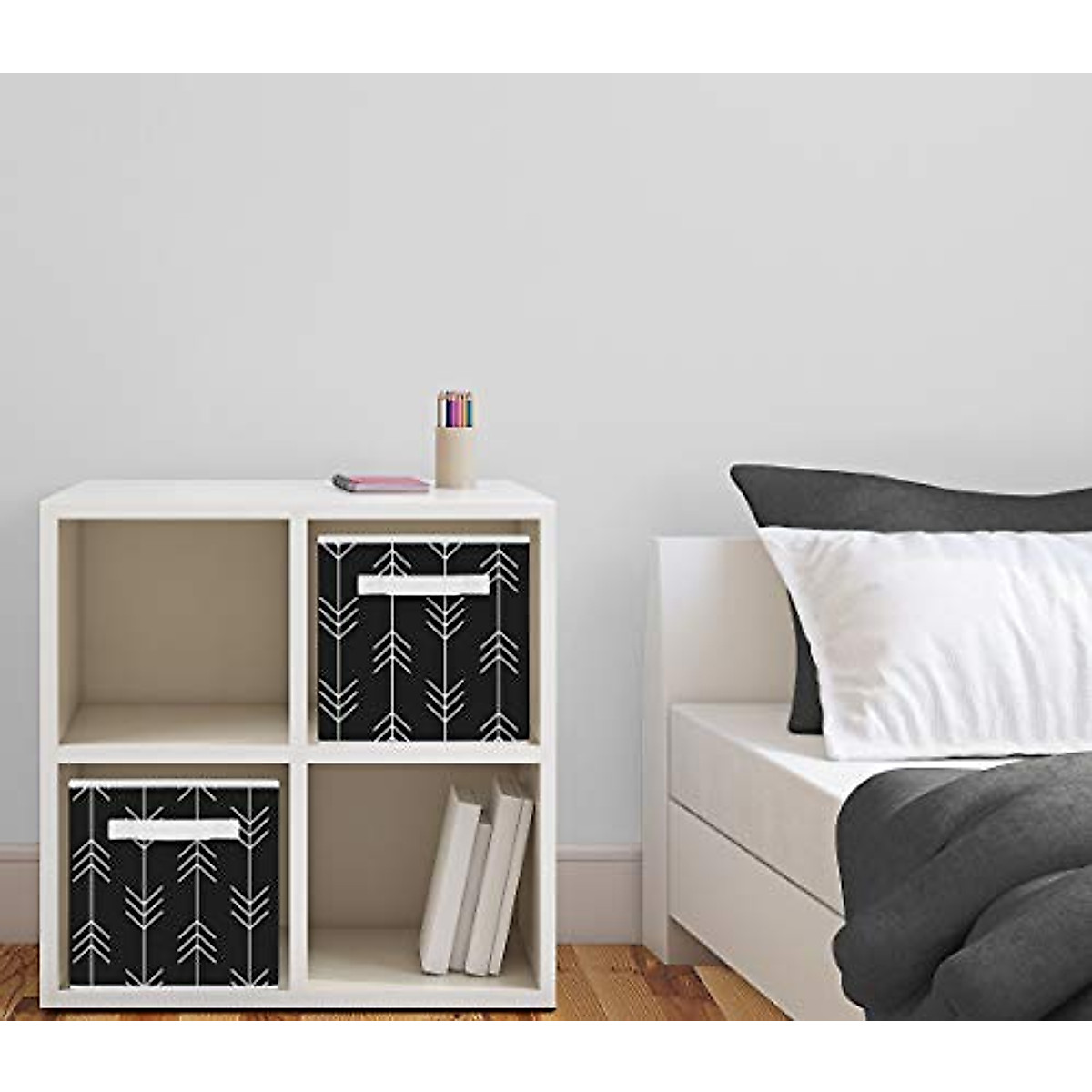 Sweet Jojo Designs Black and White Woodland Arrow Organizer Storage Bins for Rustic Patch Collection - Set of 2