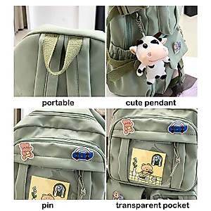 BXCNCKD kawaii backpack with pins kawaii school backpack cute backpack cute kawaii school backpack(Green)