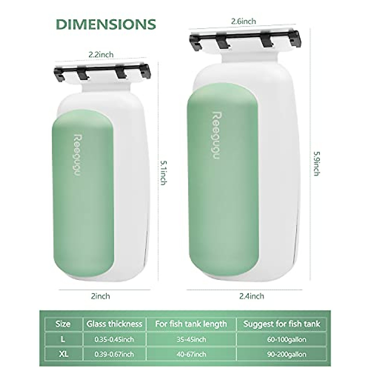 Reegugu Magnetic Algae Scraper, Aquarium Glass Cleaner, Fish Tank Brush Cleaner, Algae Cleaning Scrubber Tools, Comes with 2 Blades for Both Glass & Acrylic Tanks