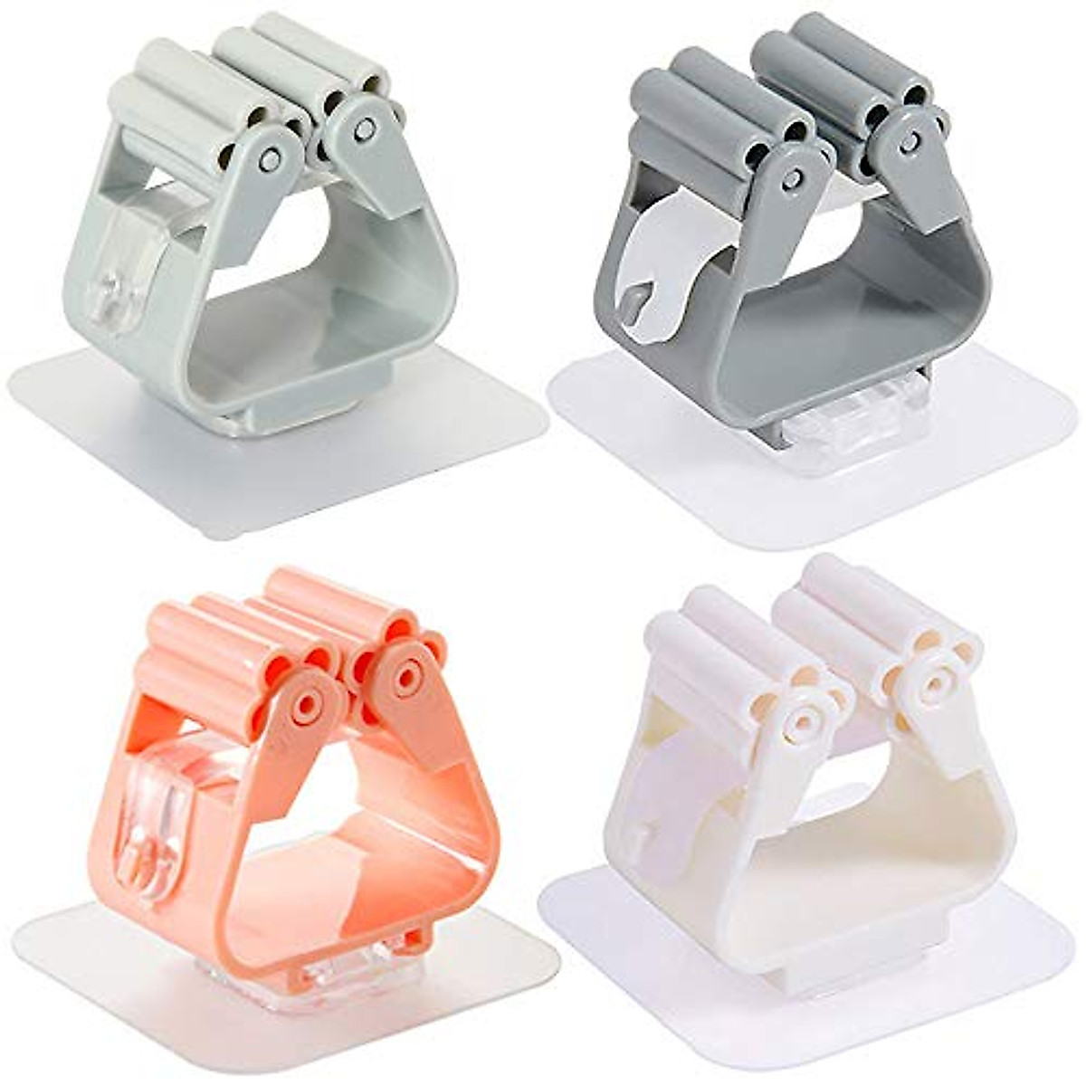 8 Packs Broom Mop Holder,Self-Adhesive No Drilling Super No-Slip Broom Gripper Clip Adjustable Reusable,Wall-Mounted Storage Racks for Storage Organization in Homes, Kitchens & Wardrobes