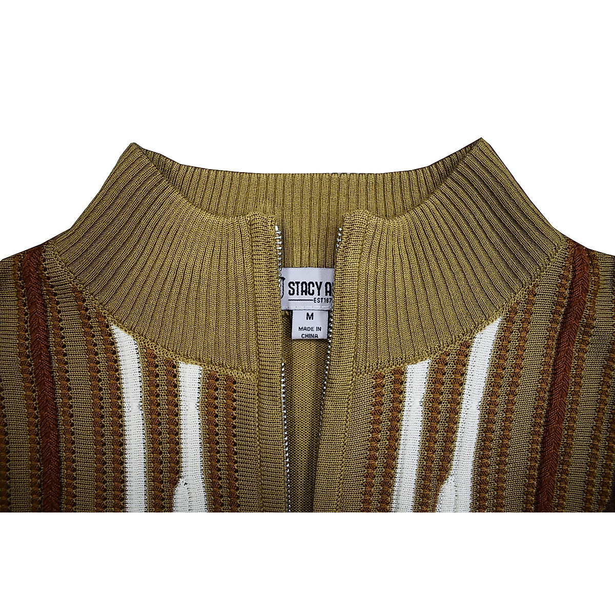 STACY ADAMS Men's Full Zippered Winter Sweaters (4XL, A-Tan)